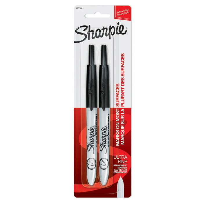 Sharpie Retractable Permanent Markers, Ultra Fine Tip, 2 Count ...
