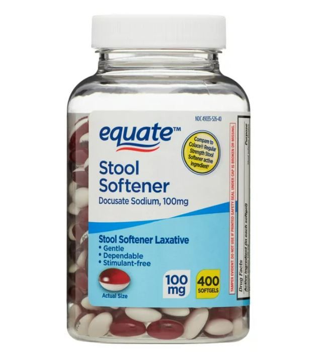 Equate Stool Softener Laxative Softgels for Constipation, 100 mg, 400 ...